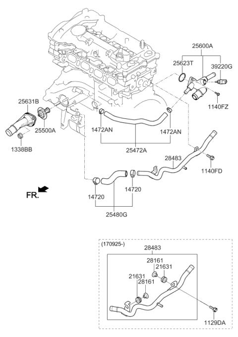 256312E100 Genuine Kia Fitting-COOLANT Inlet