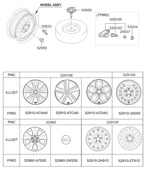 52910A7AA0 Genuine Kia Wheel Assembly-Aluminum