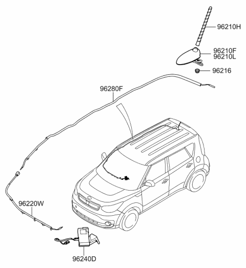 96210E4000 Genuine Kia Combination Antenna Assembly