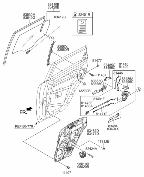 83484B2000 Genuine Kia RETAINER-Rear Door Latch