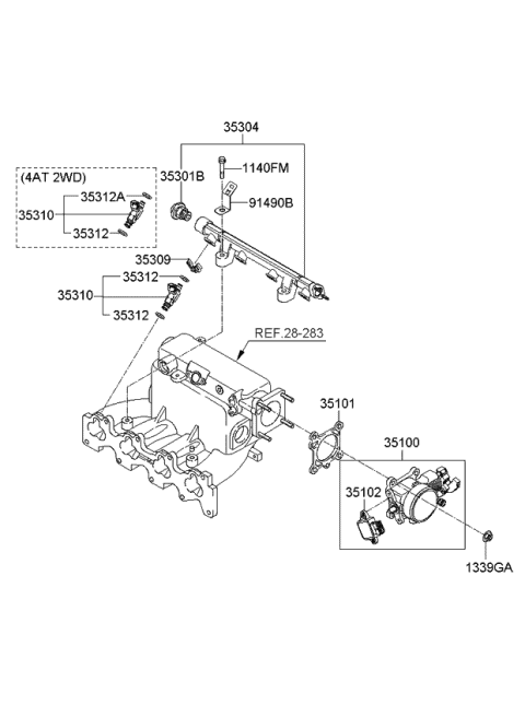 Throttle Body & Injector - 2009 Kia Spectra SX