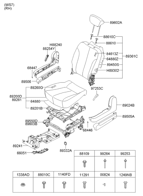 896054D450 Genuine Kia Leg Assembly-3RD RH