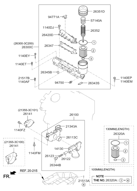 263503C300 Genuine Kia Cap-Oil Filter