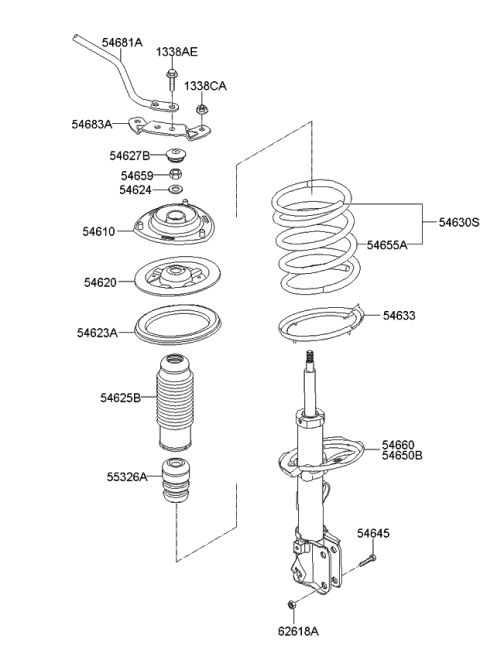 546612E201 Genuine Kia Front Shock Absorber Assembly, Right