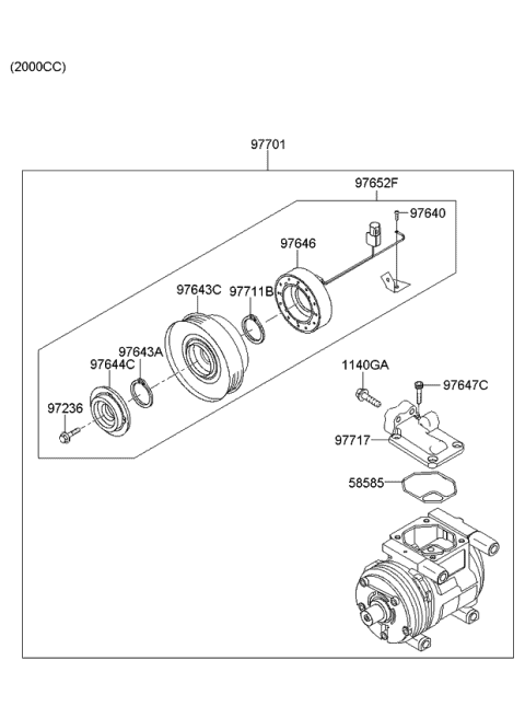 977012E400 Genuine Kia Air Conditioner Compressor Assembly