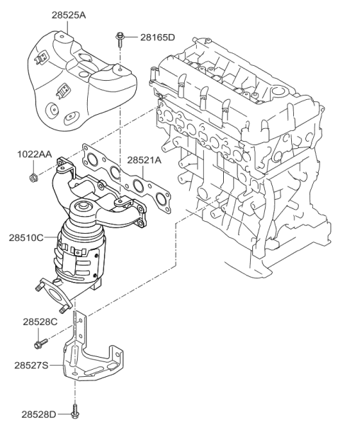 285102G445 Genuine Kia Exhaust Manifold Catalytic Assembly