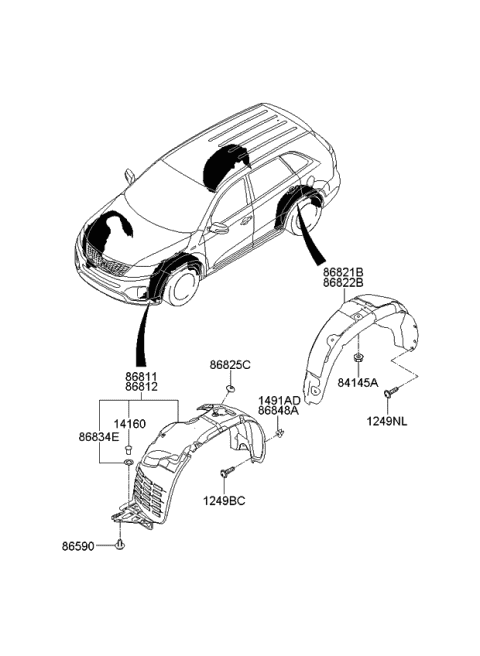868201U700 Genuine Kia Guard Assembly-Front Wheel