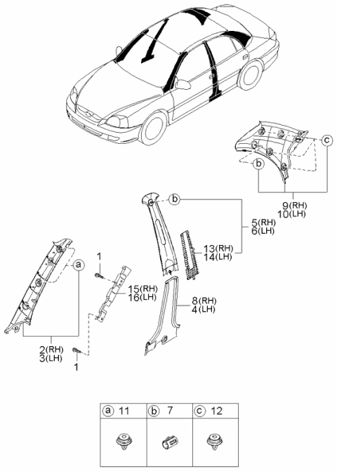 Pillar Trims - 2001 Kia Rio