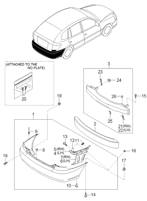 Rear Bumper - 2005 Kia Rio Old Body Style