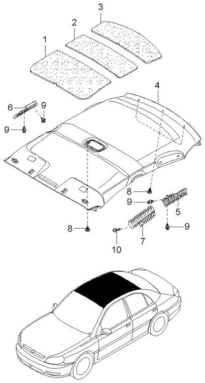 Top Ceiling - 2005 Kia Rio Old Body Style