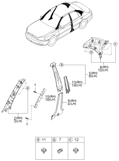 Pillar Trims - 2004 Kia Rio