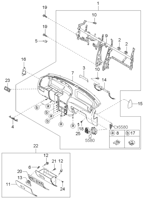 Dashboard Related Parts - 2005 Kia Rio Old Body Style