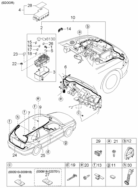 Wiring Harness-Front & Rear - 2005 Kia Rio Old Body Style