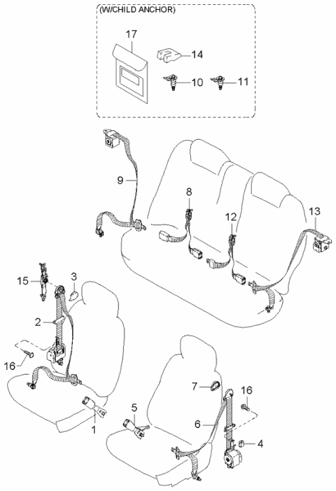 Seat Belts - 2004 Kia Rio