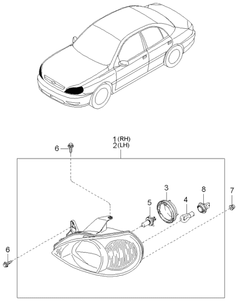 Head Lamp - 2004 Kia Rio