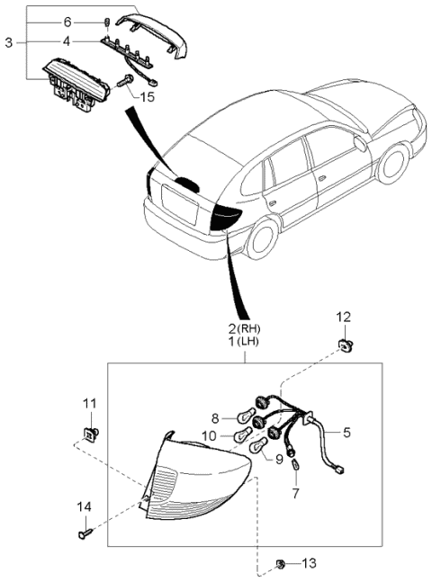 Rear Combination Lamp - 2000 Kia Rio