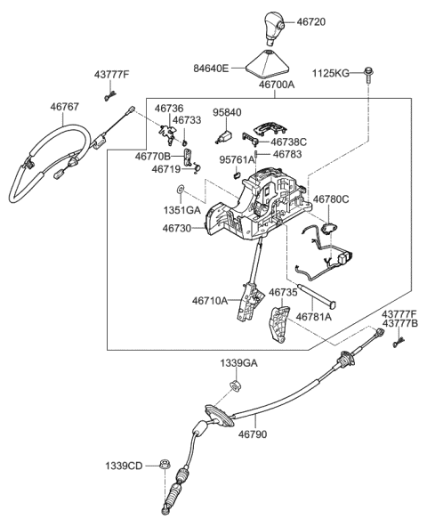 Shift Lever Control - 2012 Kia Rio