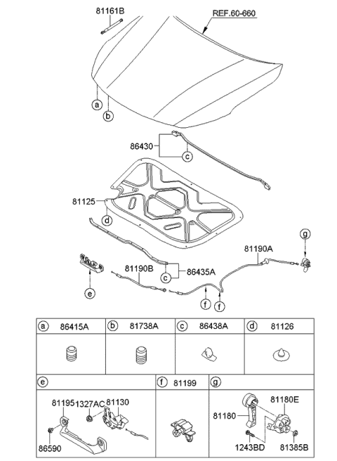 864352T000 Genuine Kia Strip Assembly-Hood Seal