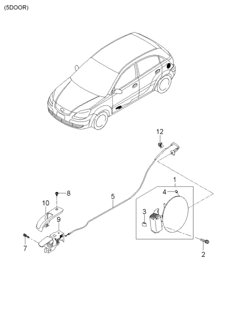 Fuel Filler Door - 2005 Kia Rio New Body Style