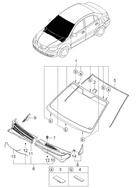 Windshield Glass - 2005 Kia Rio New Body Style