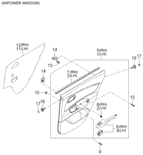Rear Door Trim - 2005 Kia Rio New Body Style