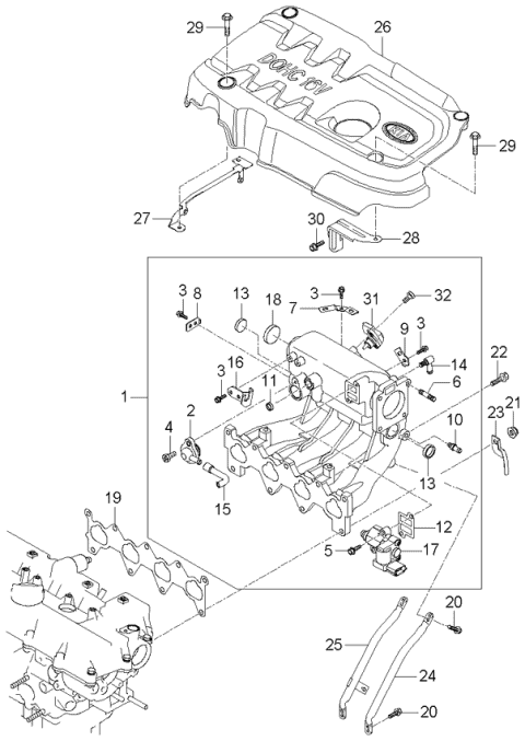 Intake Manifold - 2005 Kia Rio New Body Style
