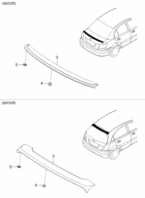 Roof Garnish & Rear Spoiler - 2006 Kia Rio Produced Before SEP.2006