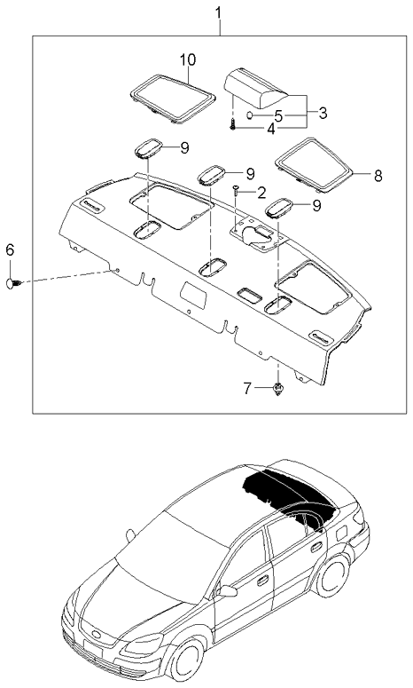 Rear Package Tray - 2006 Kia Rio Produced Before SEP.2006