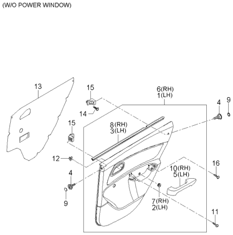 Rear Door Trim - 2005 Kia Rio New Body Style