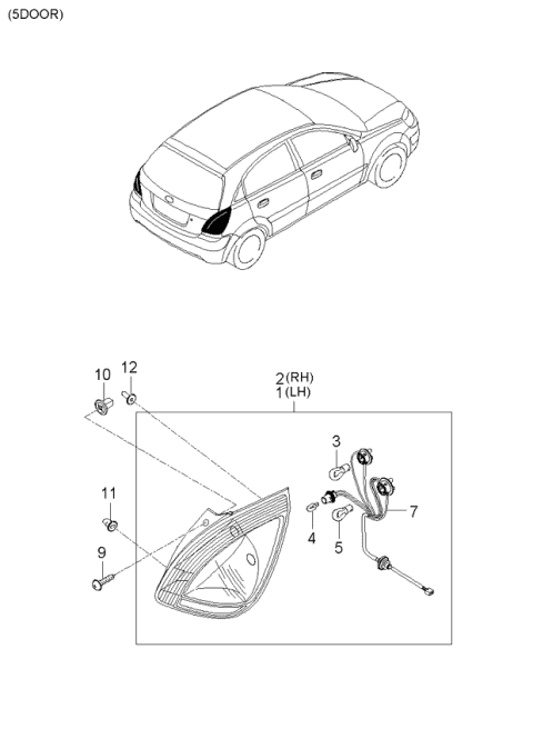 Rear Combination Lamp - 2005 Kia Rio New Body Style
