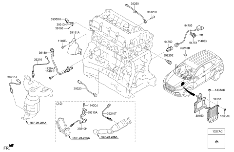 392102G720 Genuine Kia Oxygen Sensor Assembly, Front