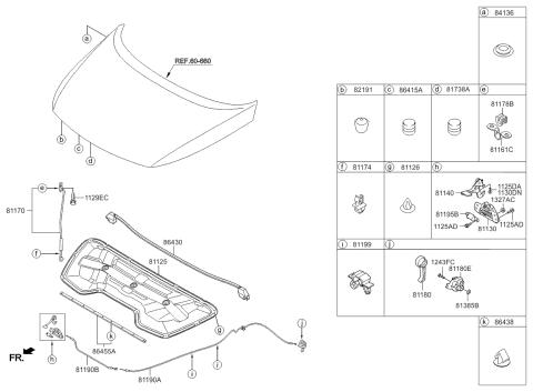 811802T000 Genuine Kia Base Assembly-Hood Latch