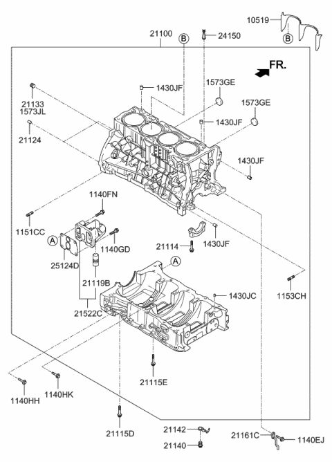 370Y32GH00B Genuine Kia Block Assembly-Cylinder