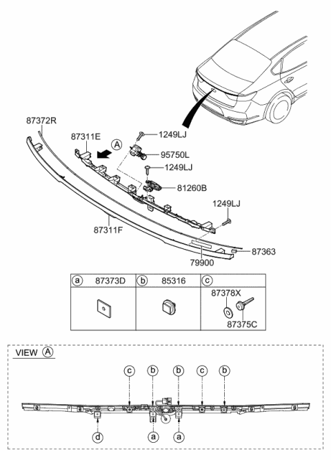 87374F6000 Genuine Kia Strip-Trunk Lid Garnish