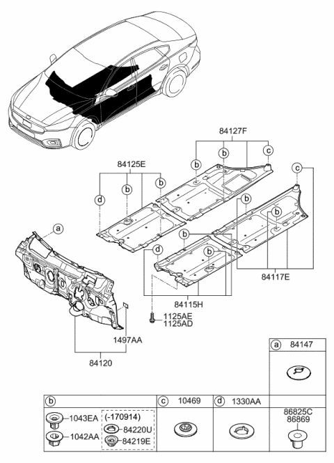 84147D4000 Genuine Kia Under Cover Assembly-FLO