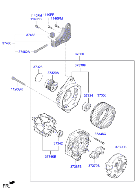 373702E900 Genuine Kia Regulator Assembly-GENER