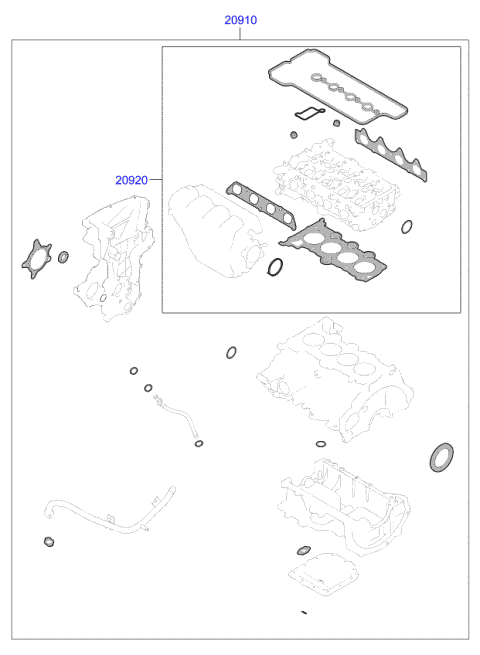209102BU06 Genuine Kia Gasket Kit-Engine OVEAUL