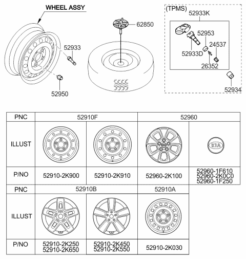 529102K550 Genuine Kia Wheel Assembly-Aluminum