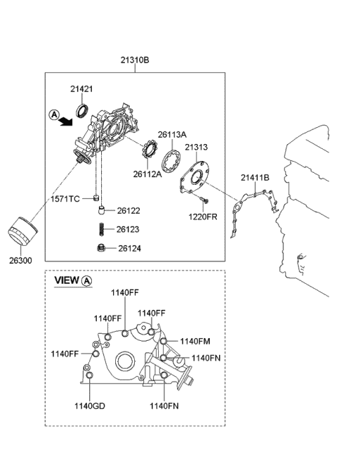213502B000 Genuine Kia Cover Assembly-Timing Chain