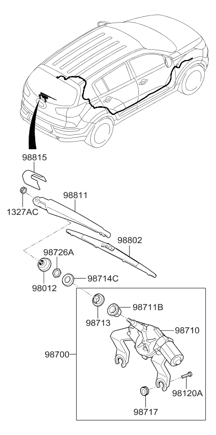 Rear Wiper & Washer - 2011 Kia Sportage