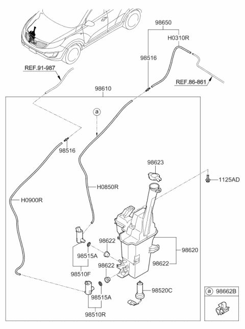 986203W000 Genuine Kia Windshield Washer Reservoir Assembly
