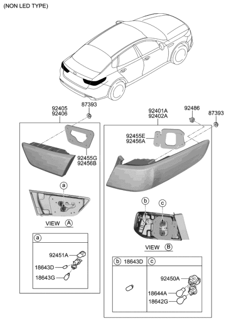 92480D5000 Genuine Kia Rear Combination Holder & Wiring, Outside