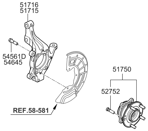 51715C1000 Genuine Kia Front Axle Knuckle Left