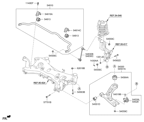 54551E6100 Genuine Kia Bush-Front Lower Arm"A"