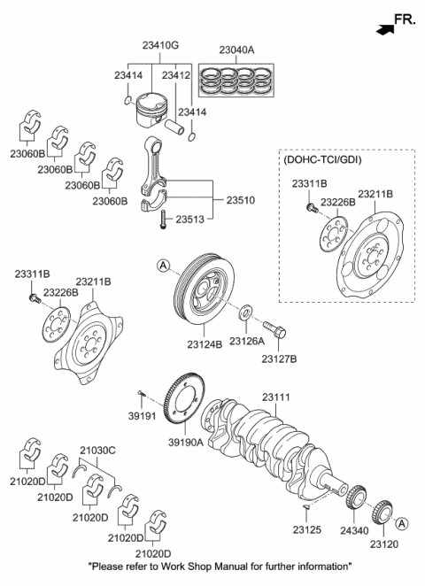 91ZG62BX00 Genuine Kia CRANKSHAFT Assembly