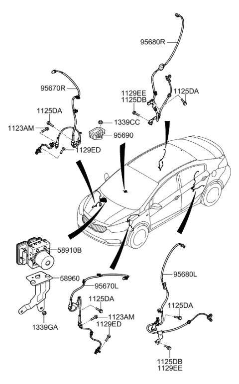 59910A7000 Genuine Kia Sensor Assembly-Abs Rear Wheel