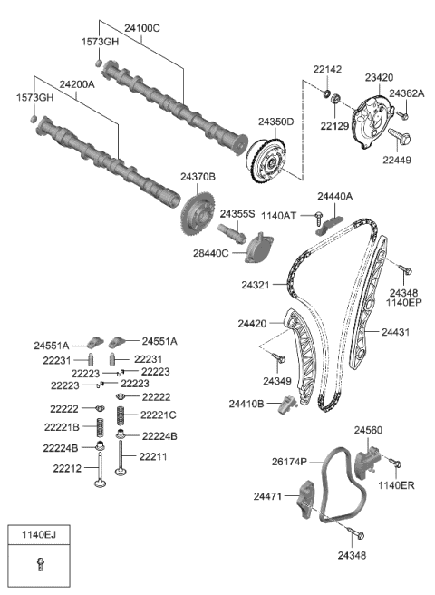 243622S000 Genuine Kia Bolt-E-CVVT Cover