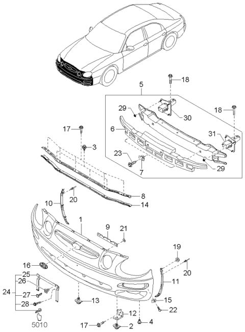 K999100601 Genuine Kia Grommet-Screw