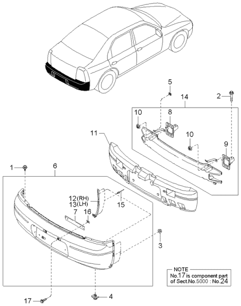 Rear Bumper - 2004 Kia Spectra Hatchback (Old Body Style)