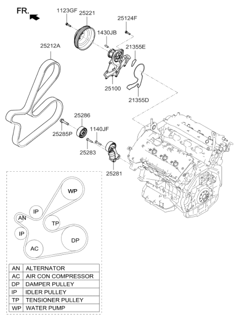 251003F000 Genuine Kia Pump Assembly-COOLENT